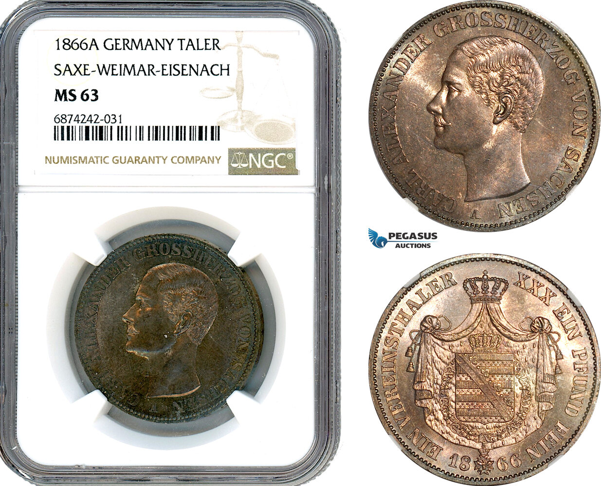 Germany, Saxe-Weimar-Eisenach Taler 1866 | MA-Shops