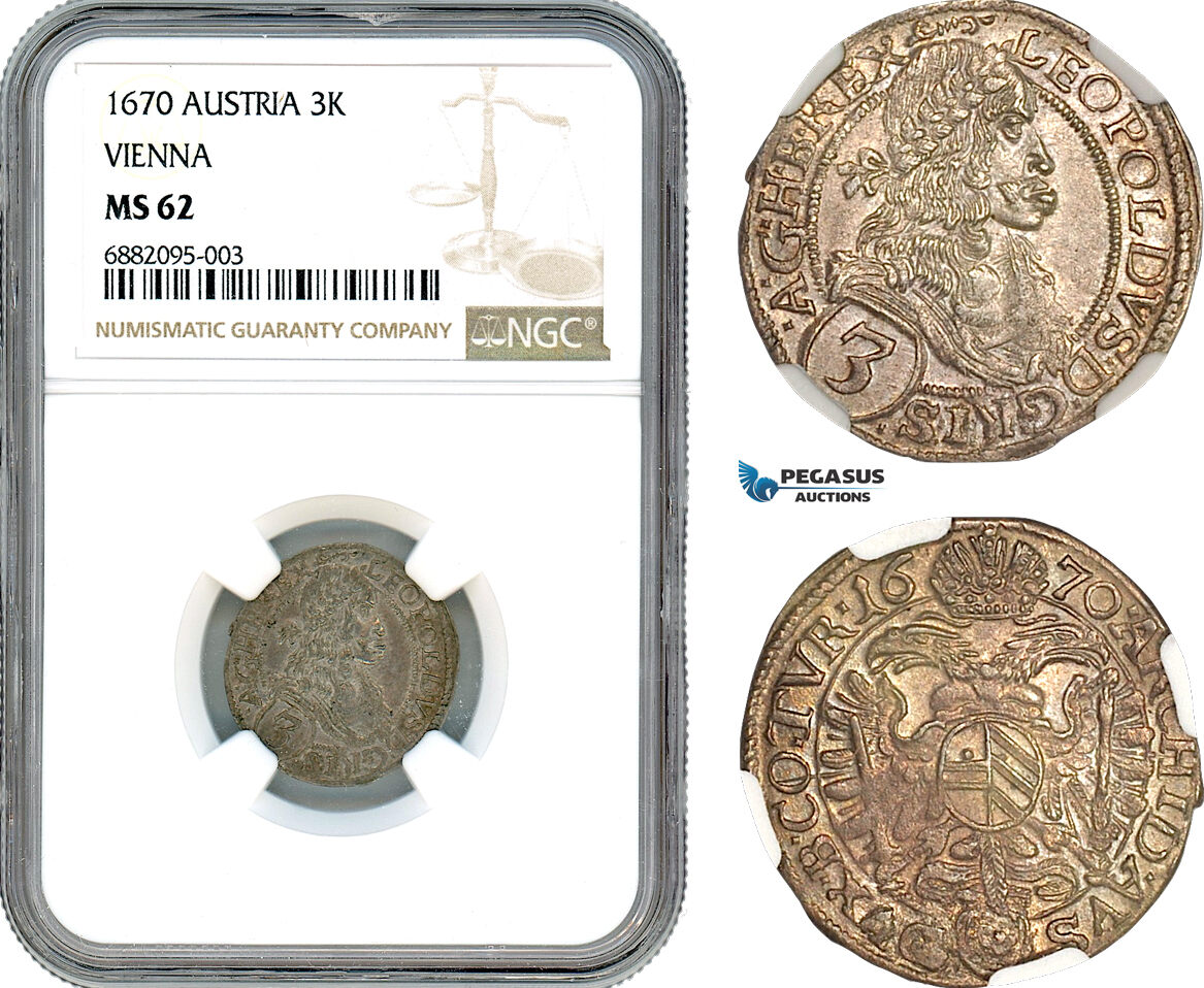 Austria 3 Kreuzer 1670 NGC MS62 | MA-Shops