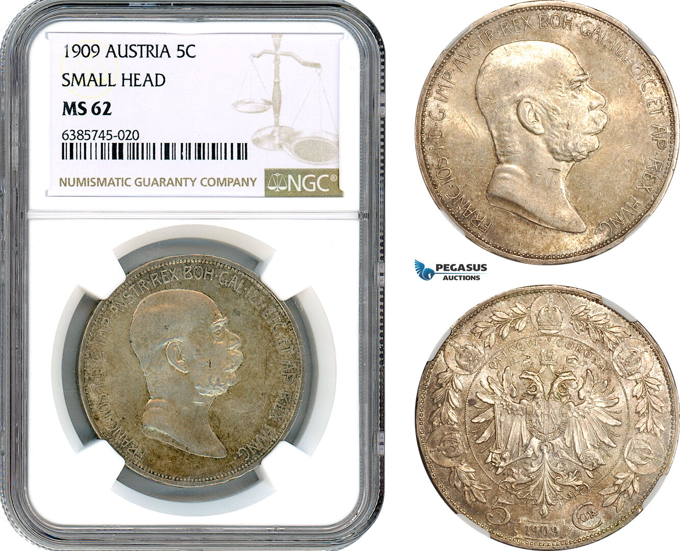 Austria 5 Corona 1909 NGC MS62 | MA-Shops