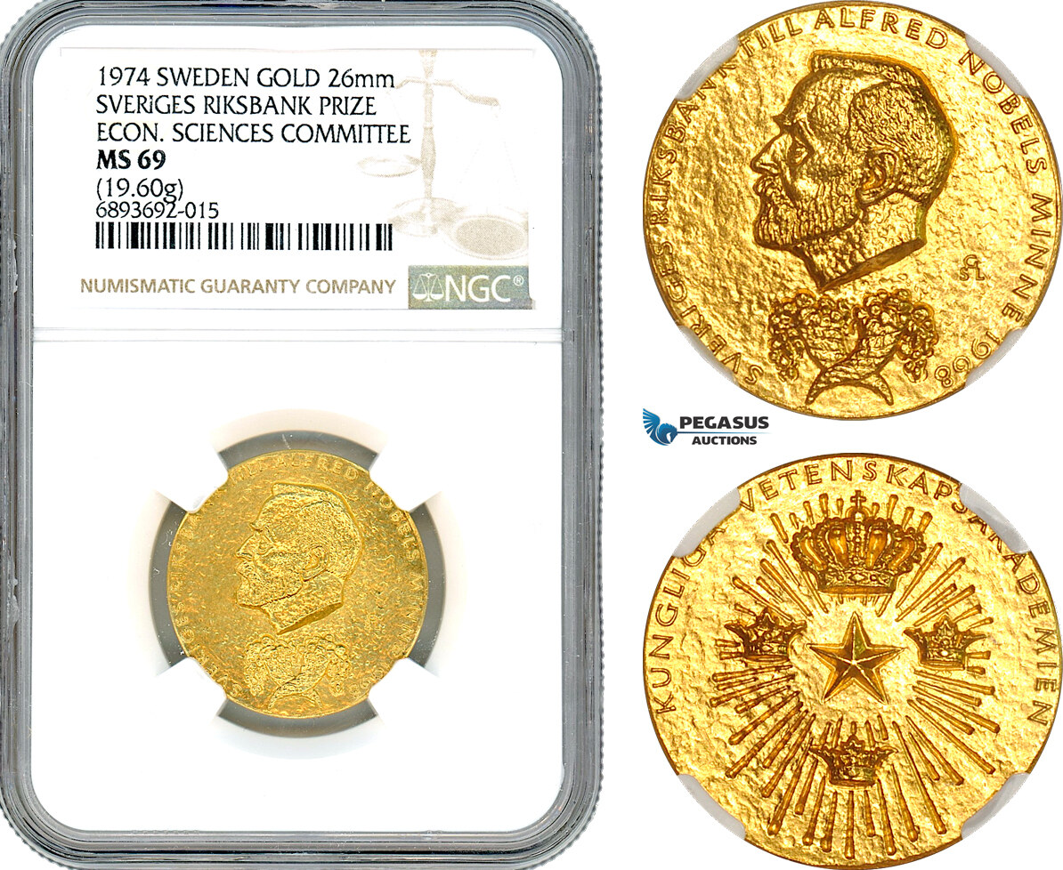 Sweden Alfred Nobel, Gold Medal 1974 NGC MS69 | MA-Shops