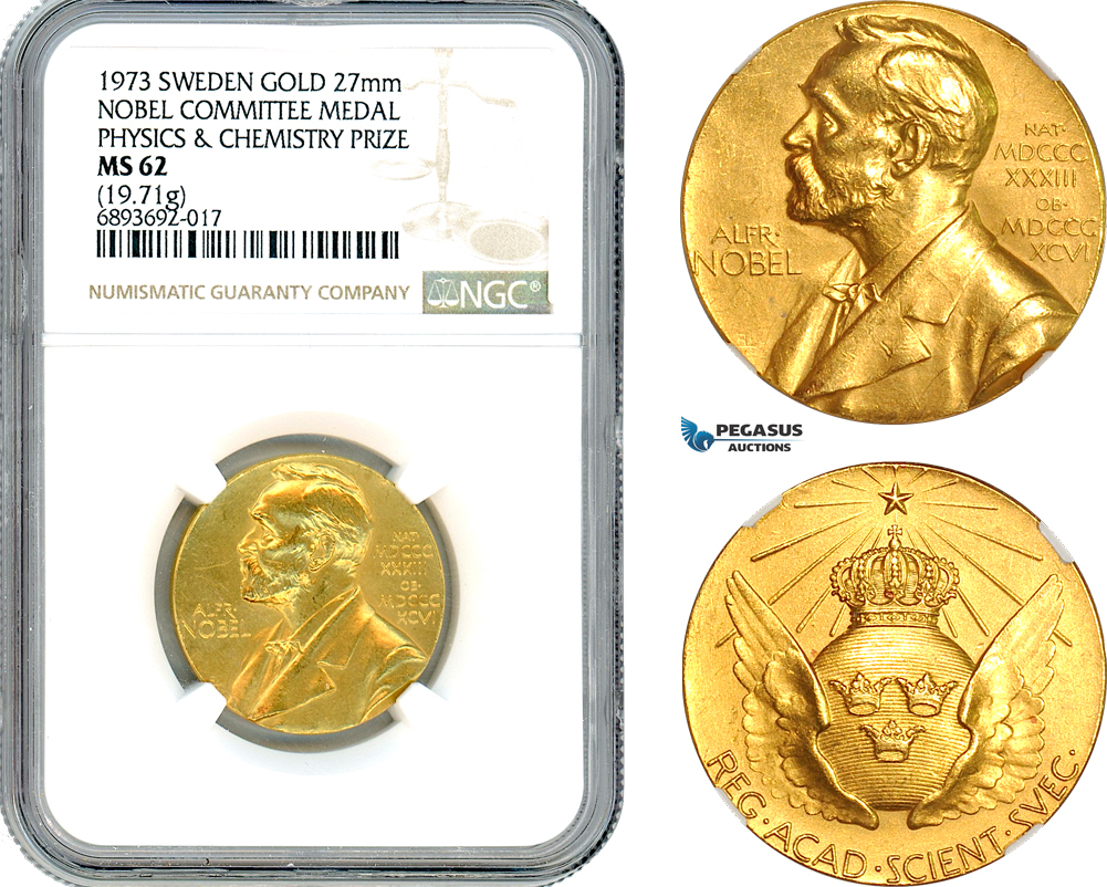 Sweden Alfred Nobel, Gold Medal 1973 NGC MS62 | MA-Shops