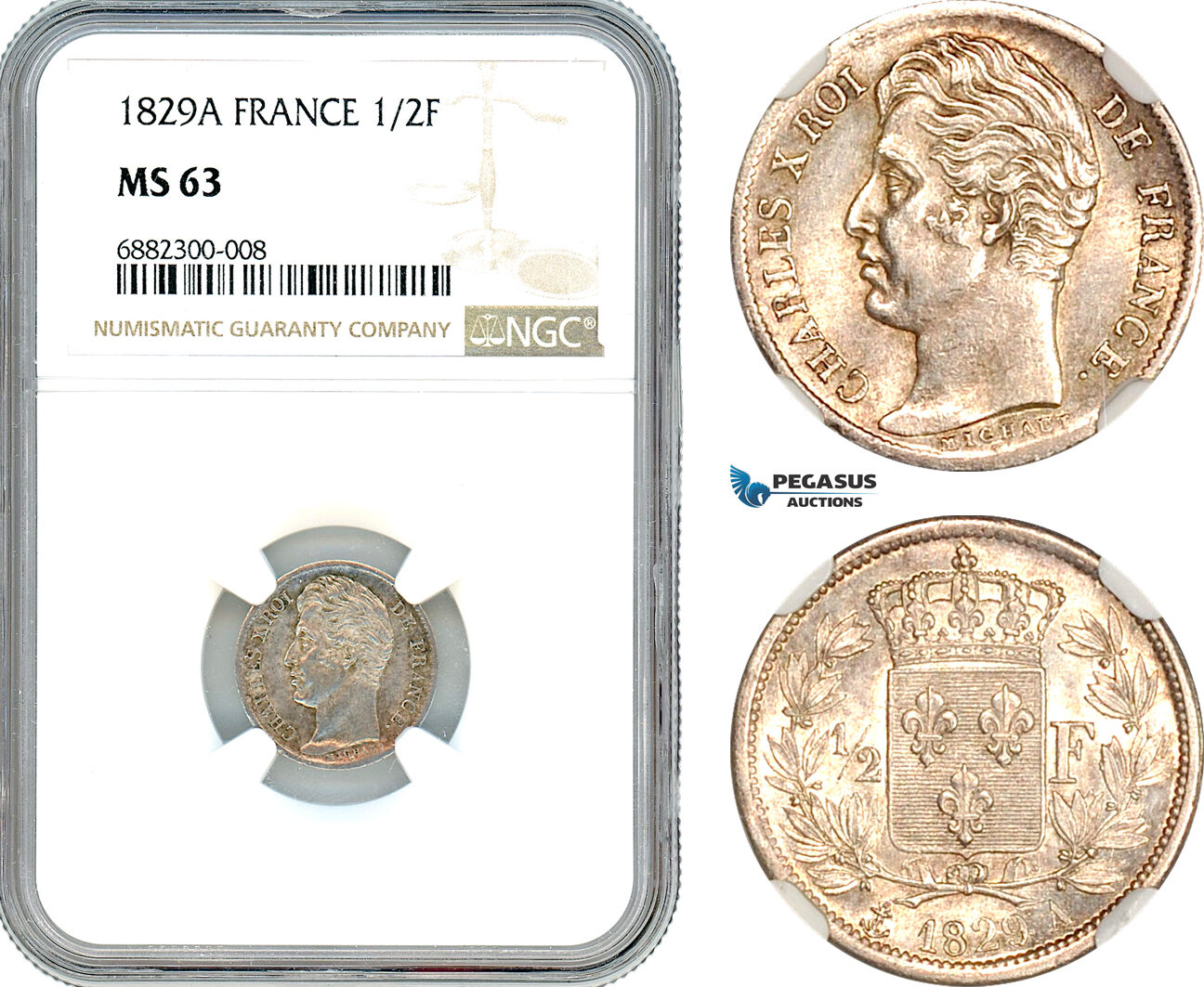 France 1/2 Franc 1829 NGC MS63 | MA-Shops