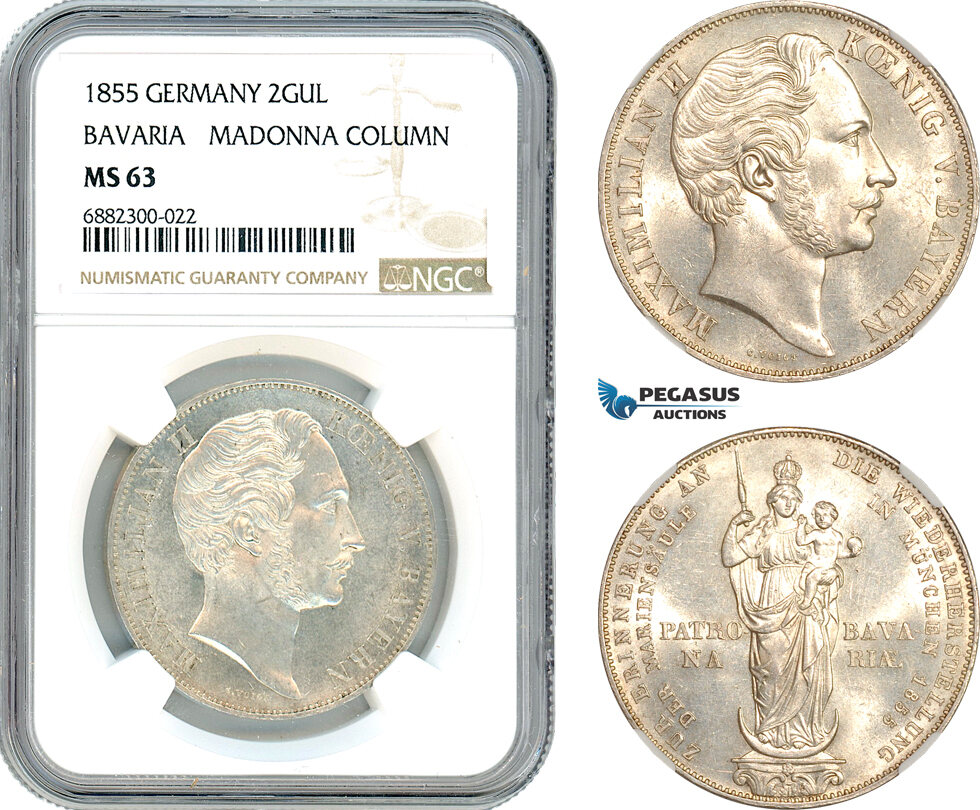 Germany, Bavaria 2 Gulden NGC MS63 | MA-Shops