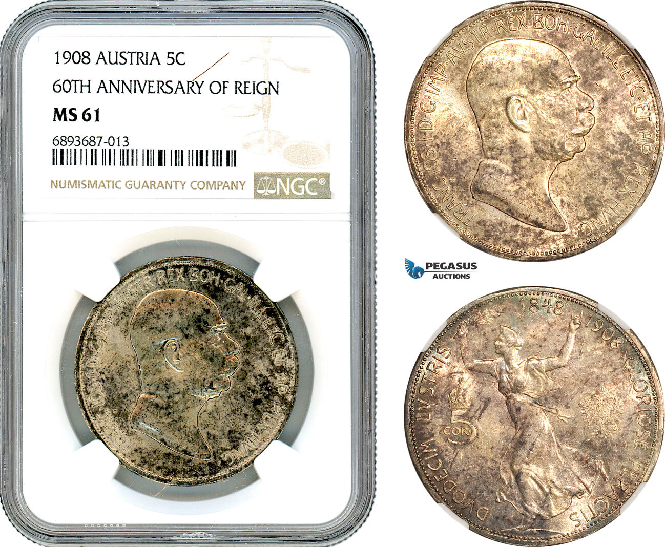 Austria 5 Corona 1908 NGC MS61 | MA-Shops