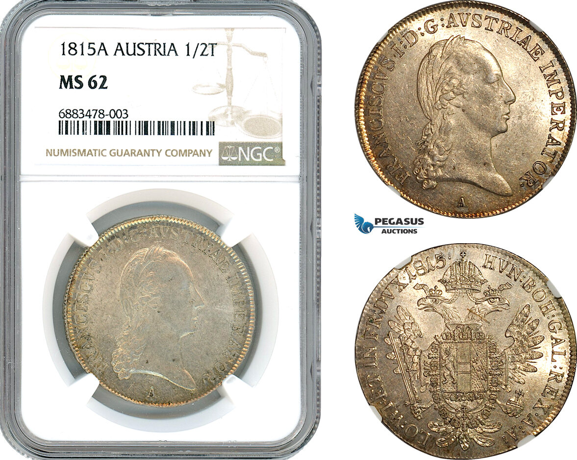 Austria 1/2 Taler 1815 NGC MS62 | MA-Shops