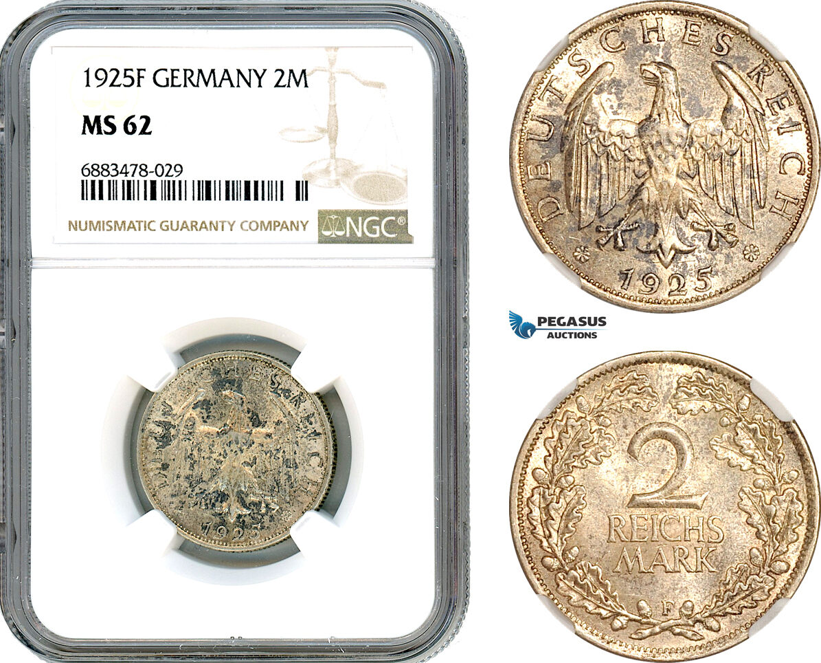 Germany, Weimar Republic 2 Reichsmark 1925 NGC MS62 | MA-Shops