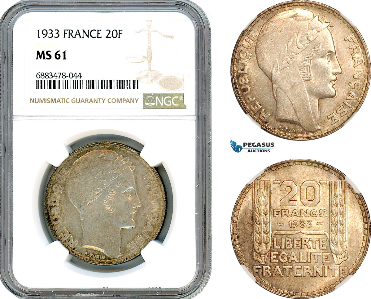 France 20 Francs 1933 NGC MS61 | MA-Shops