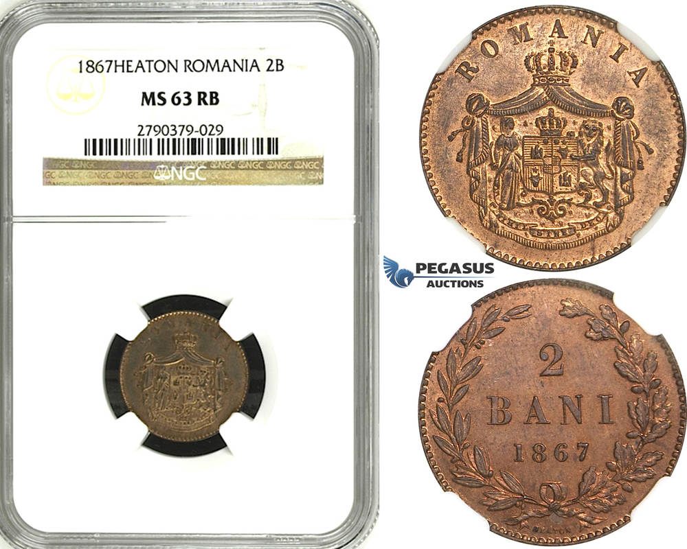 Romania 2 Bani 1867 Carol I, Heaton vz/st | MA-Shops
