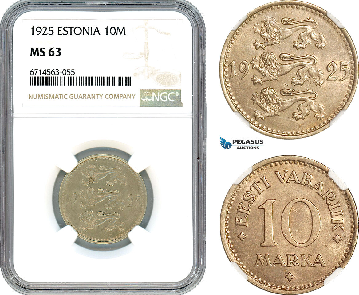 Estonia 10 Marka 1925 NGC MS63 | MA-Shops