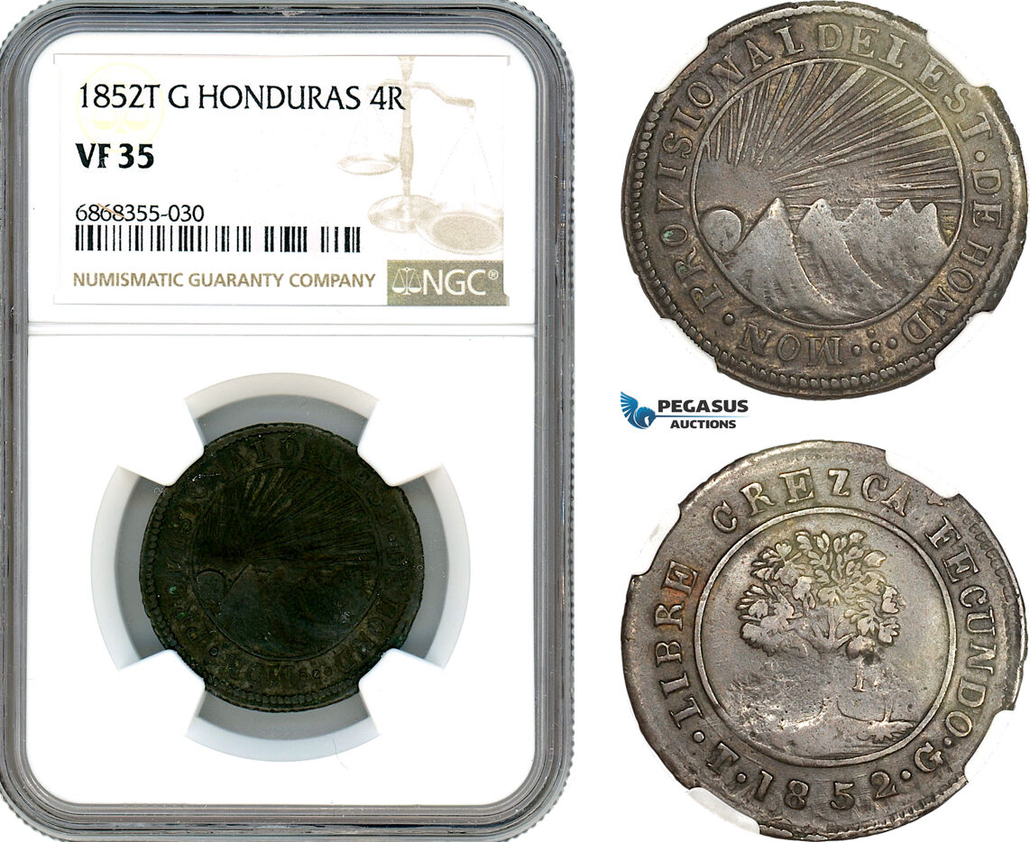 Honduras 4 Reales 1852 NGC VF35 | MA-Shops