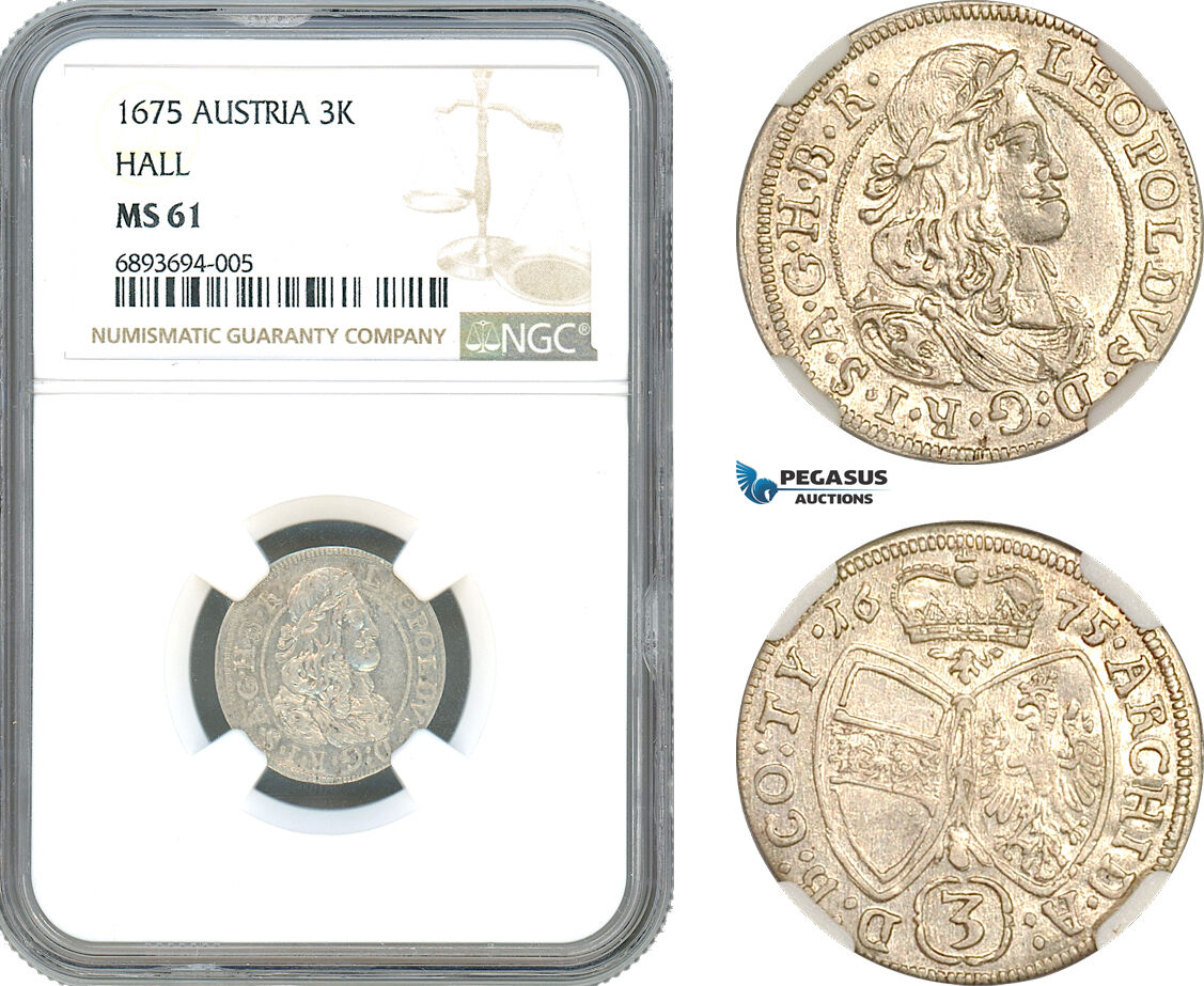 Austria 3 Kreuzer 1675 NGC MS61 | MA-Shops
