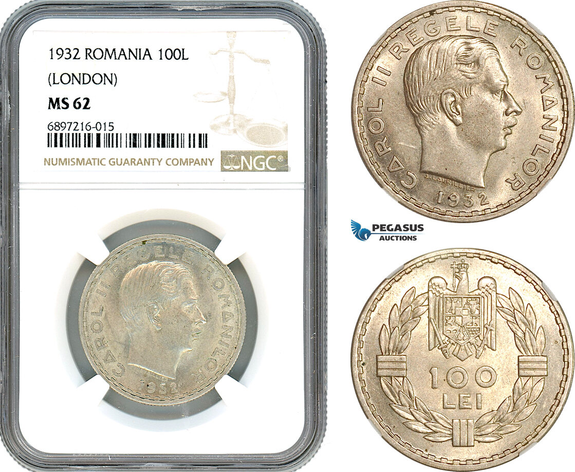 Romania 100 Lei 1932 NGC MS62 | MA-Shops