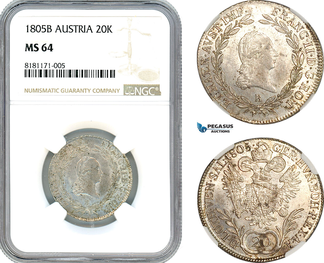 Austria 20 Kreuzer 1805 NGC MS64 | MA-Shops