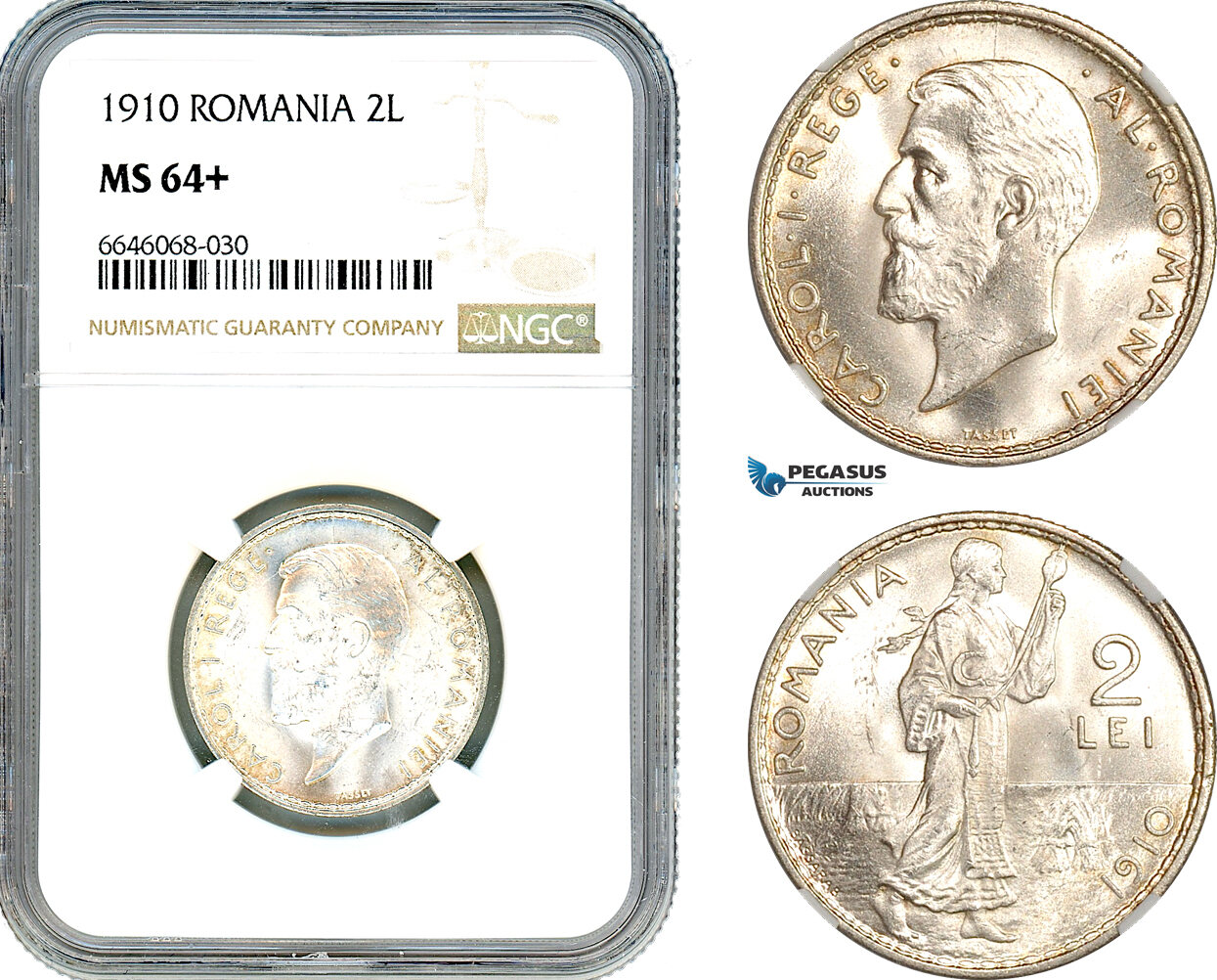 Romania 2 Lei 1910 NGC MS64+ | MA-Shops