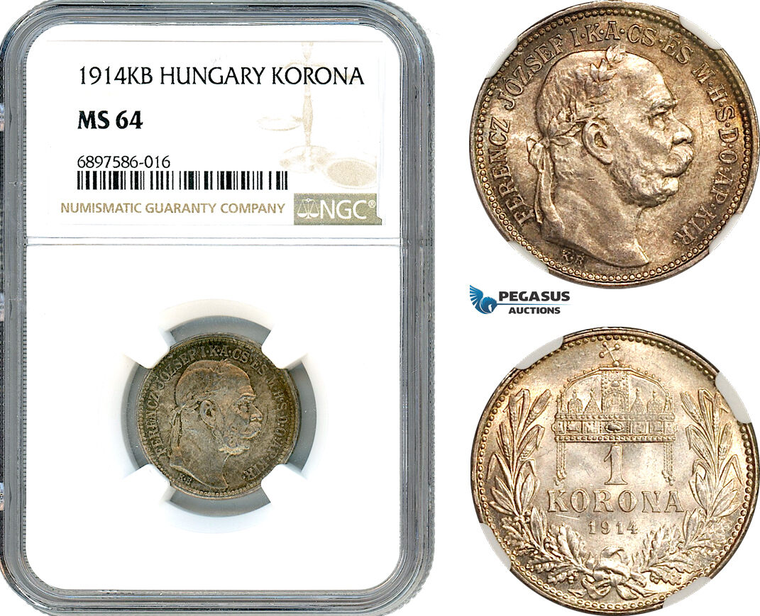 Hungary 1 Korona 1914 NGC MS64 | MA-Shops