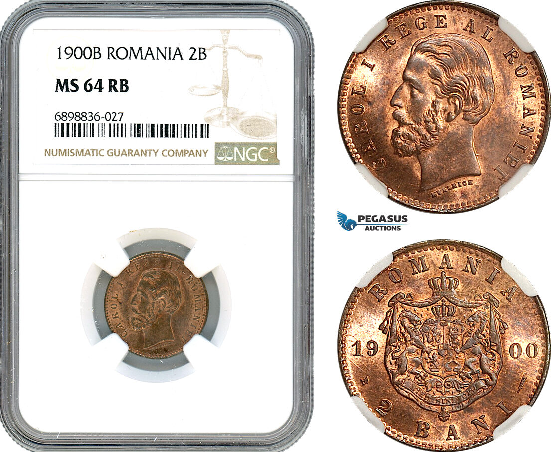 Romania 2 Bani 1900 NGC MS64RB | MA-Shops