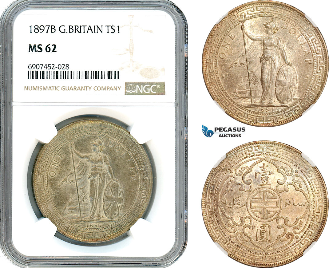 Great Britain Trade Dollar 1897 NGC MS62 | MA-Shops