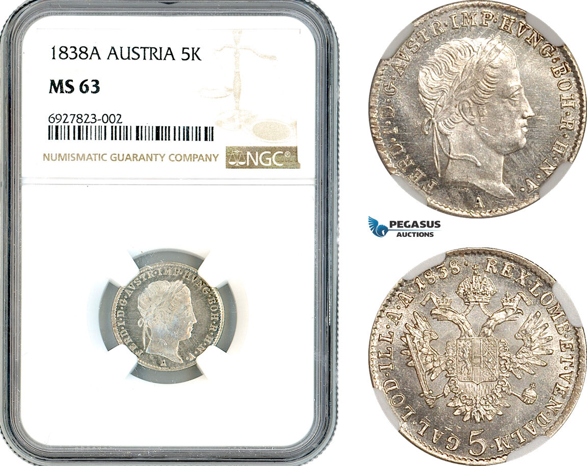 Austria 5 Kreuzer 1838 NGC MS63 | MA-Shops