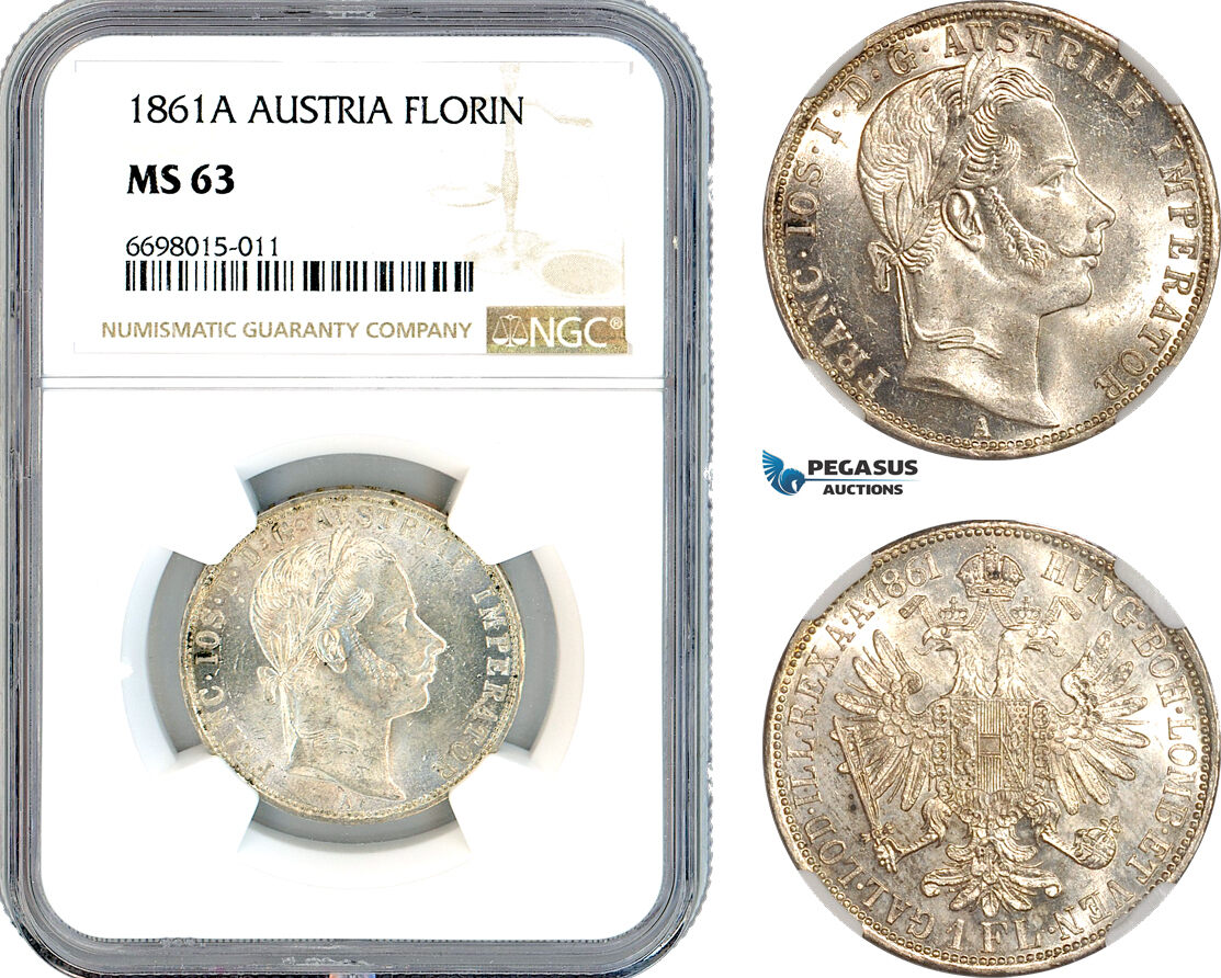 Austria 1 Florin 1861 NGC MS63 | MA-Shops