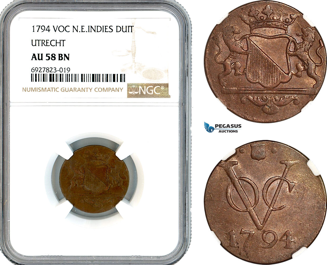 Netherlands East Indies 1 Duit 1794 NGC AU58BN | MA-Shops