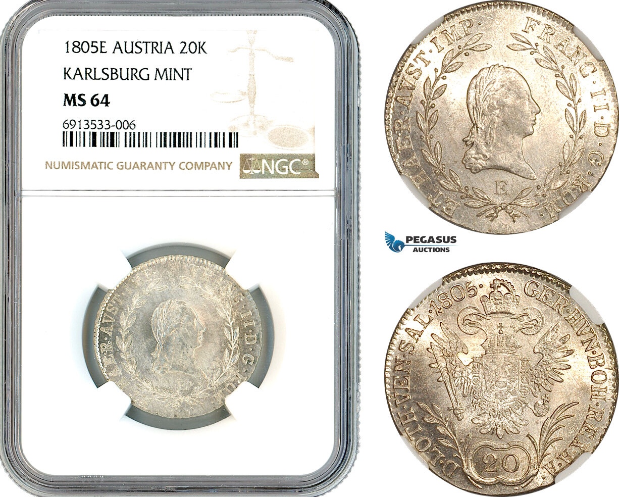 Austria 20 Kreuzer 1805 NGC MS64 | MA-Shops