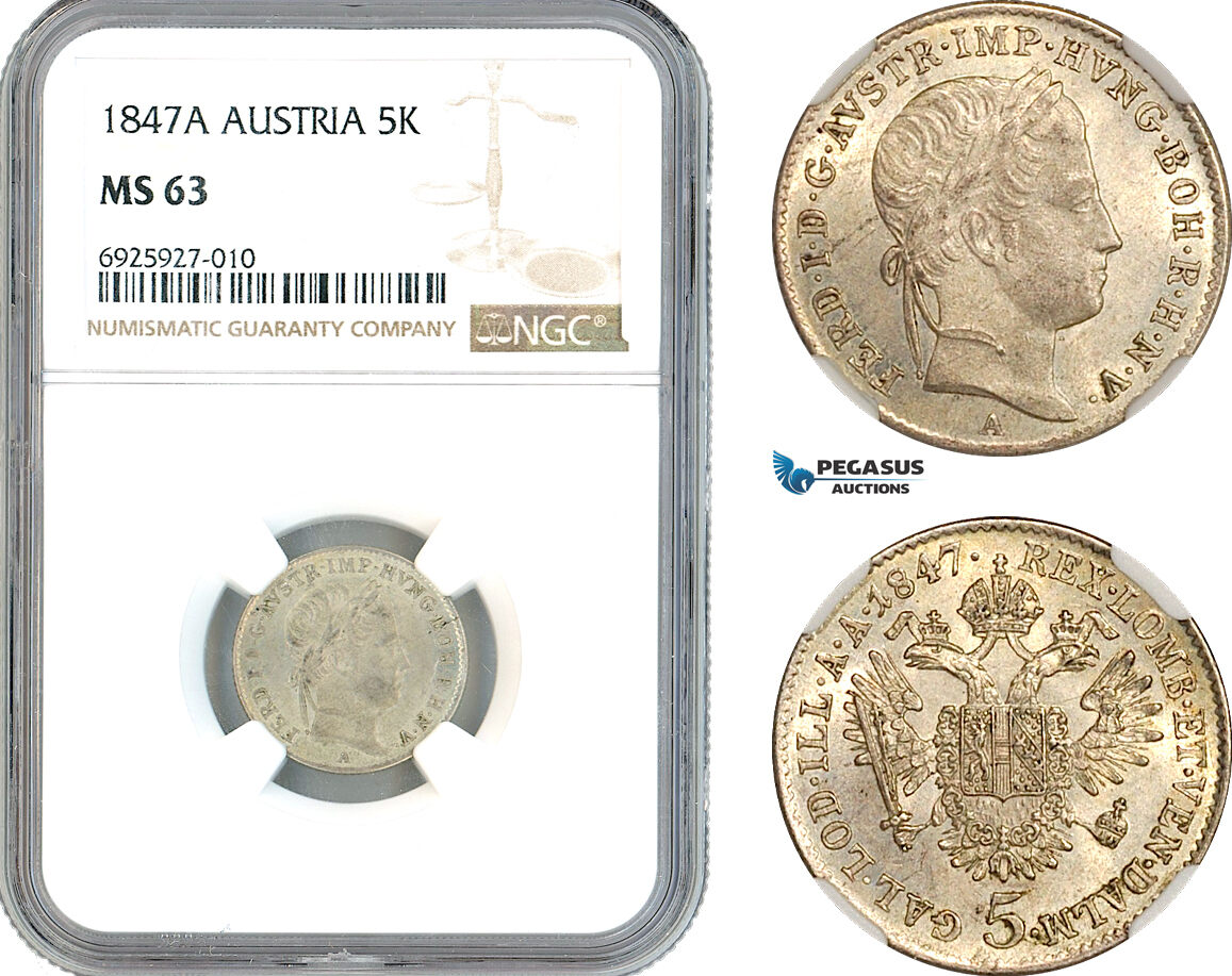 Austria 5 Kreuzer 1847 NGC MS63 | MA-Shops
