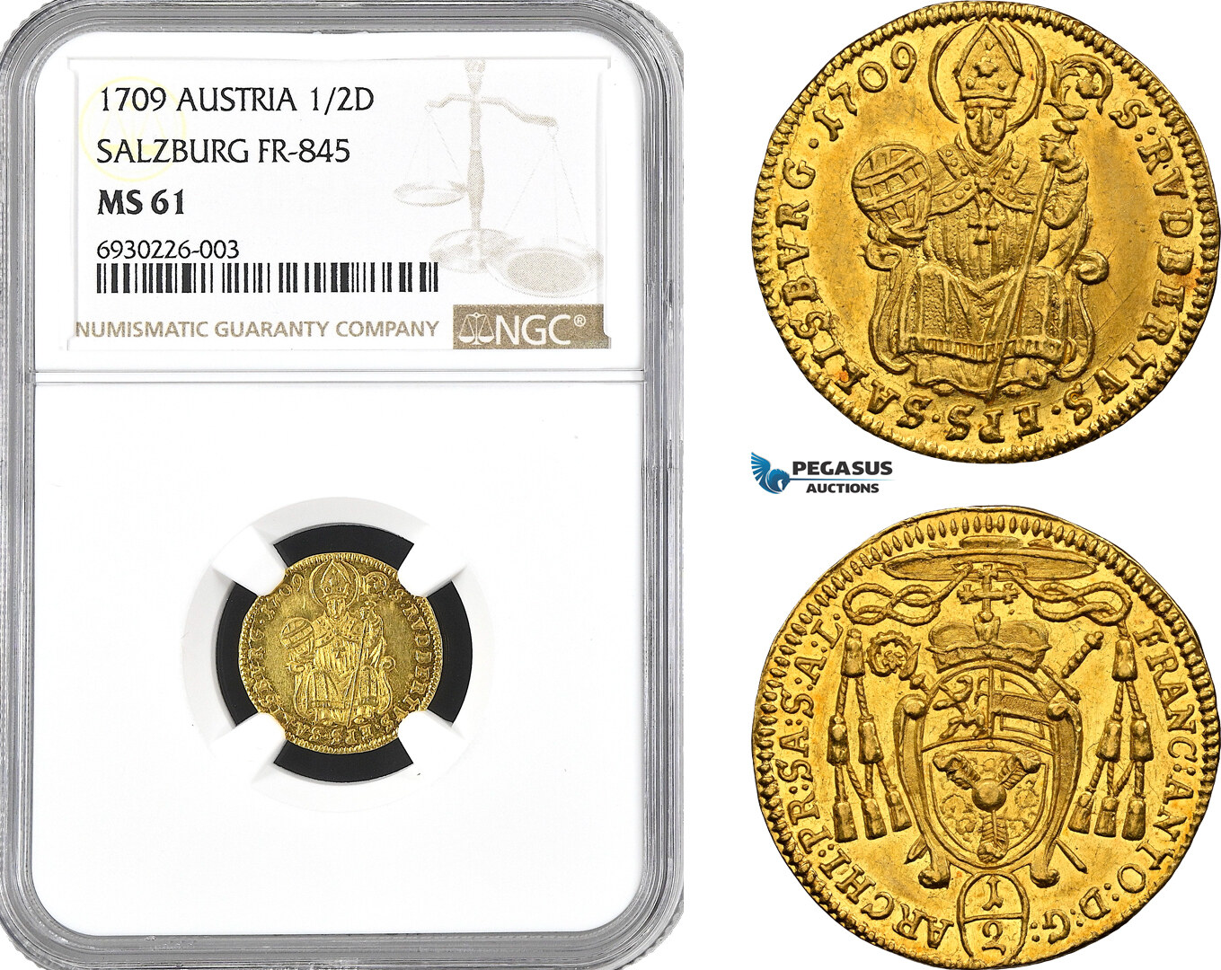 Austria 1/2 Ducat 1709 NGC MS61 | MA-Shops