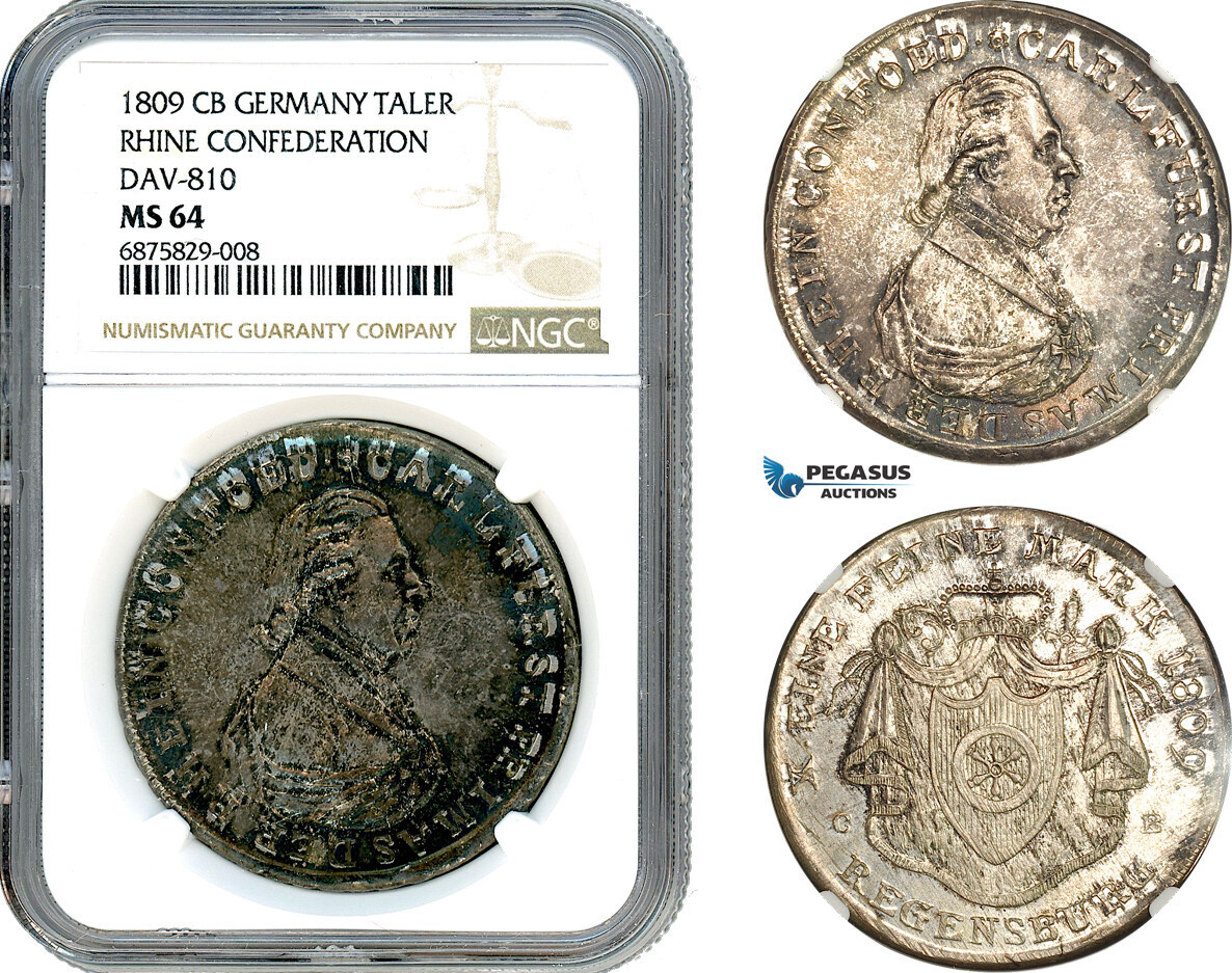 Germany, Rhine Confederation Taler 1809 NGC MS64, Top Pop! | MA-Shops