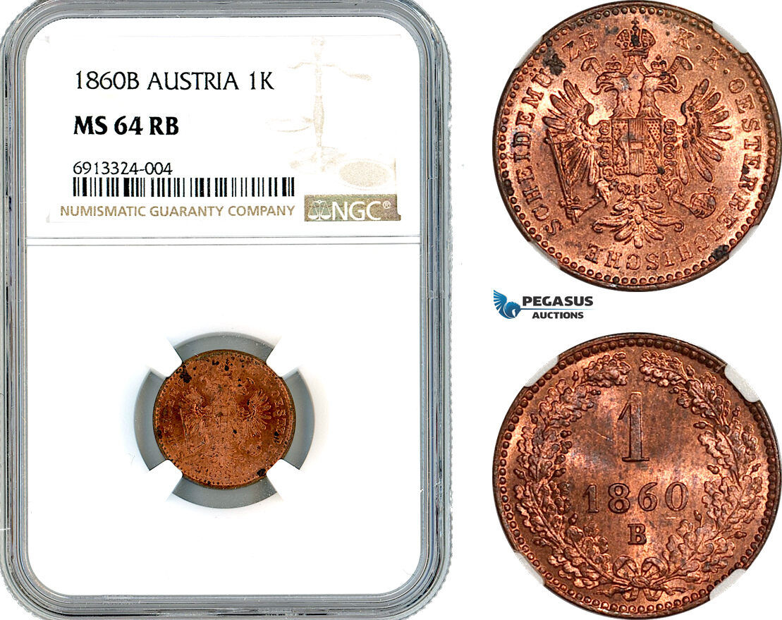 Austria 1 Kreuzer 1860 NGC MS64RB | MA-Shops