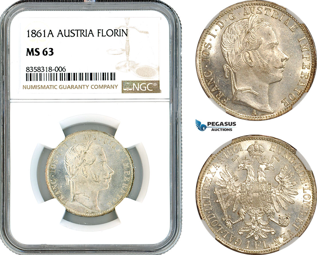 Austria 1 Florin 1861 NGC MS63 | MA-Shops