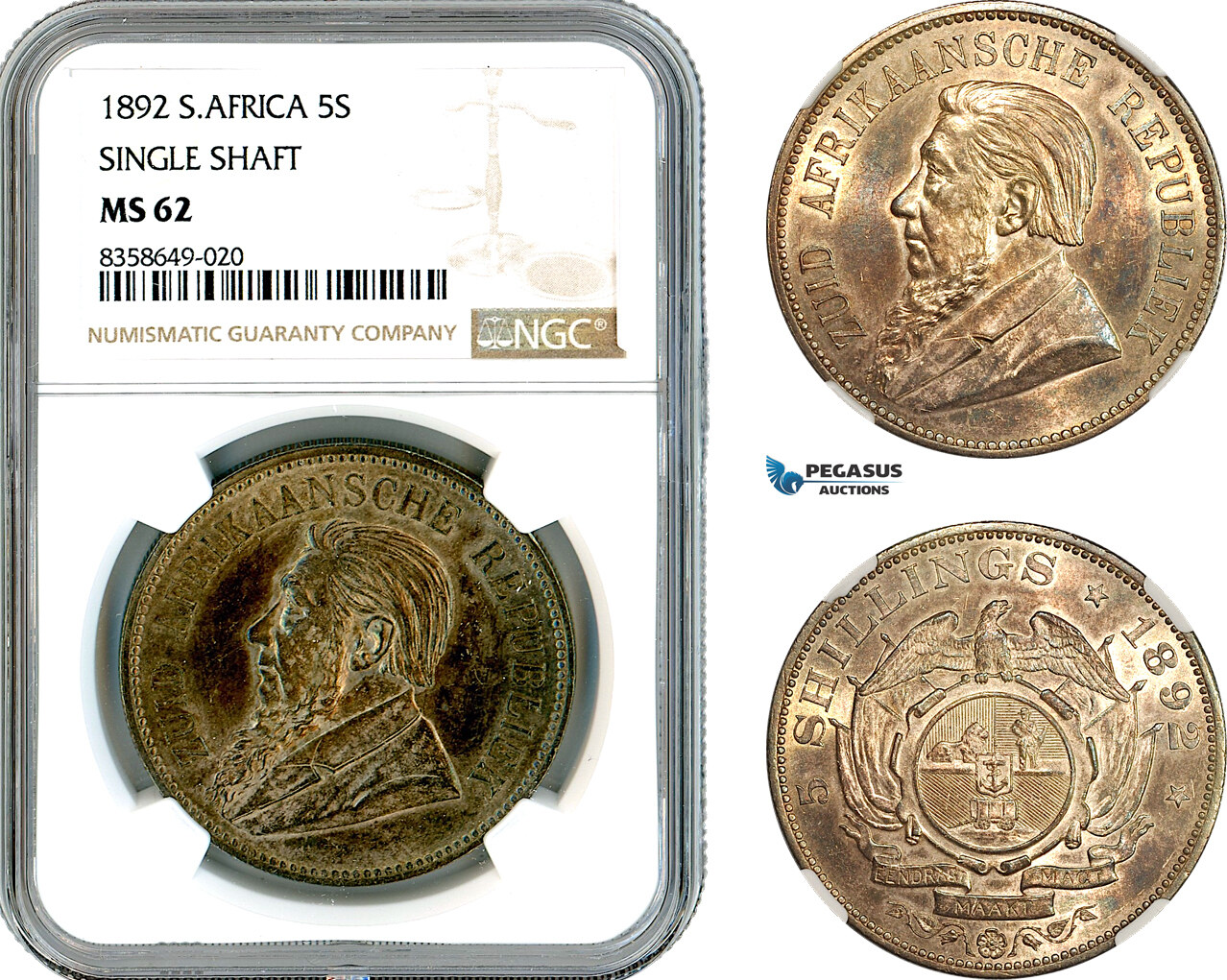 South Africa 5 Shillings 1892 NGC MS62 | MA-Shops