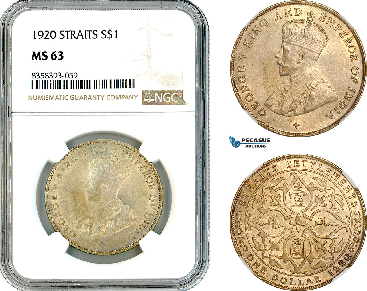 Straits Settlements 1 Dollar 1920 NGC MS63 | MA-Shops