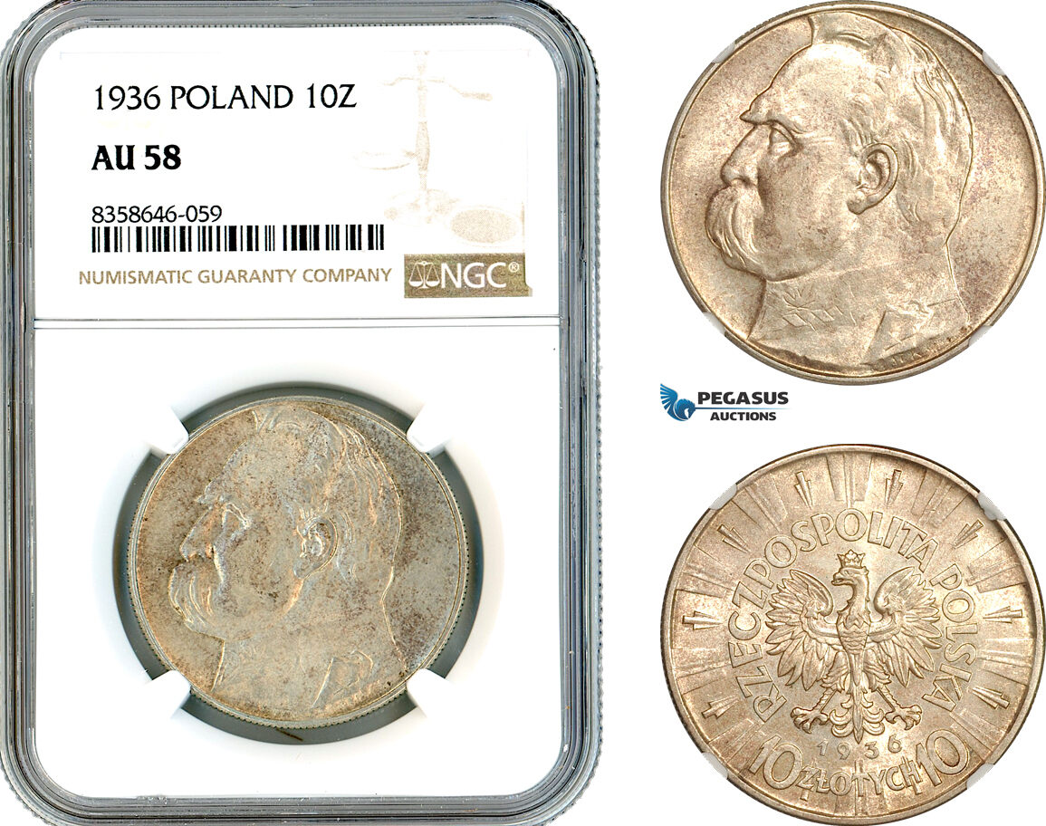Poland 10 Zlotych 1936 NGC AU58 | MA-Shops