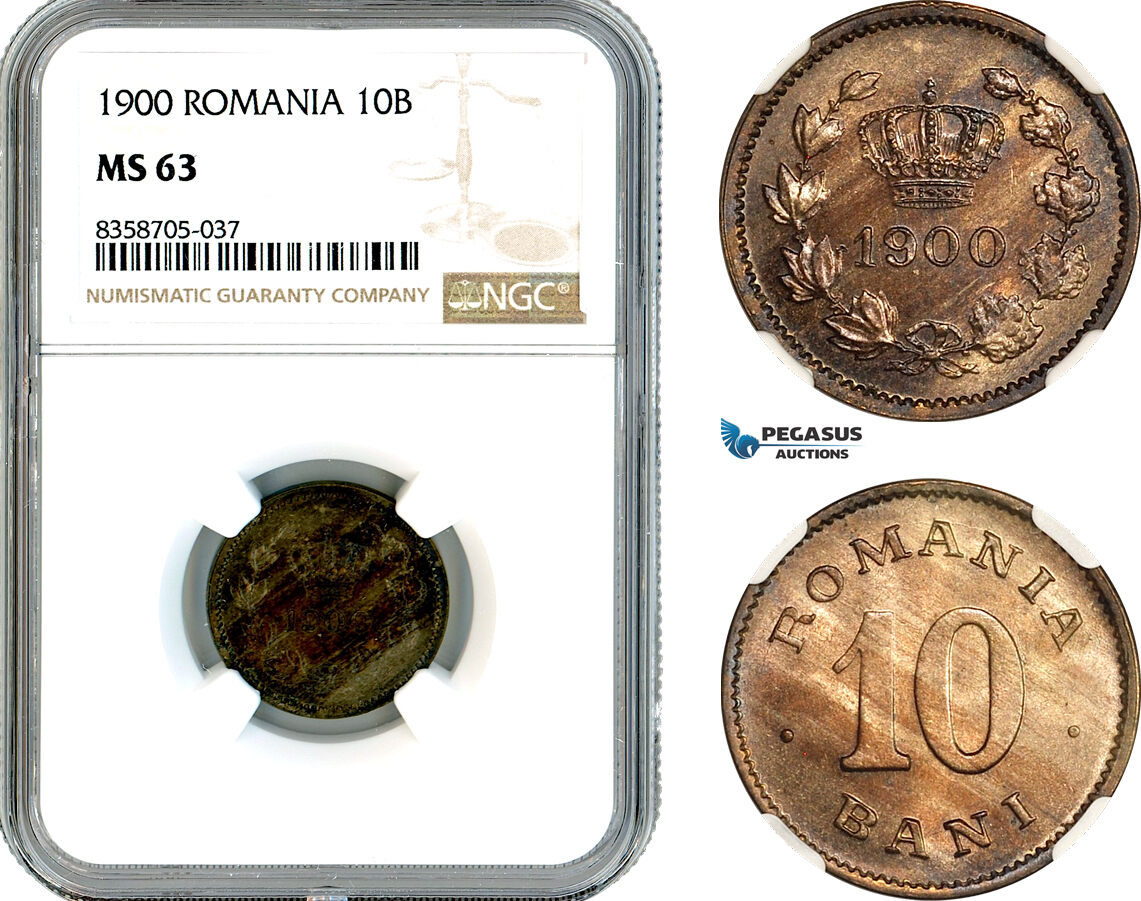 Romania 10 Bani 1900 NGC MS63 | MA-Shops