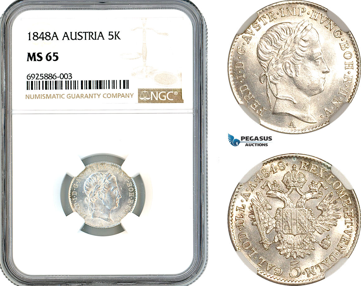 Austria 5 Kreuzer 1848 NGC MS65 | MA-Shops