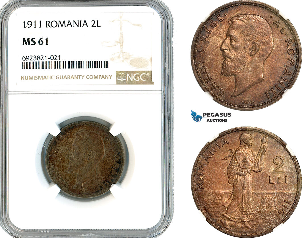 Romania 2 Lei 1911 NGC MS61 | MA-Shops
