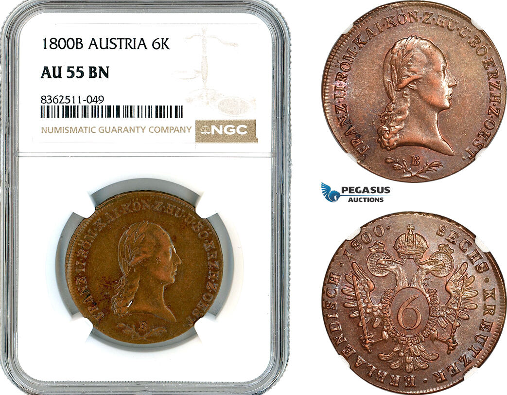Austria 6 Kreuzer 1800 NGC AU55BN | MA-Shops