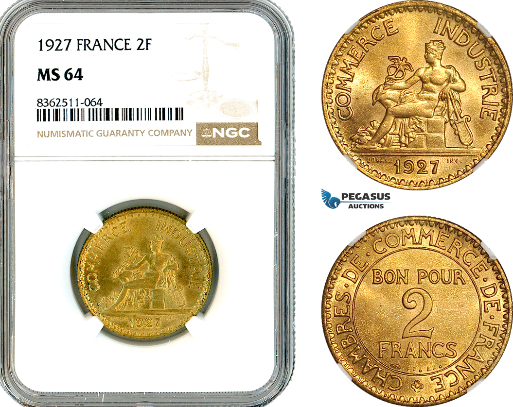 France 2 Francs 1927 NGC MS64 | MA-Shops