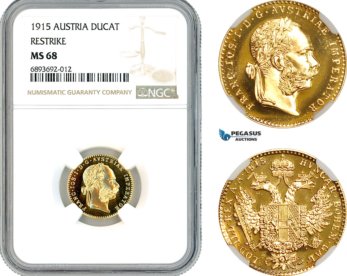 Austria Restrike 1 Ducat 1915 NGC MS68 | MA-Shops