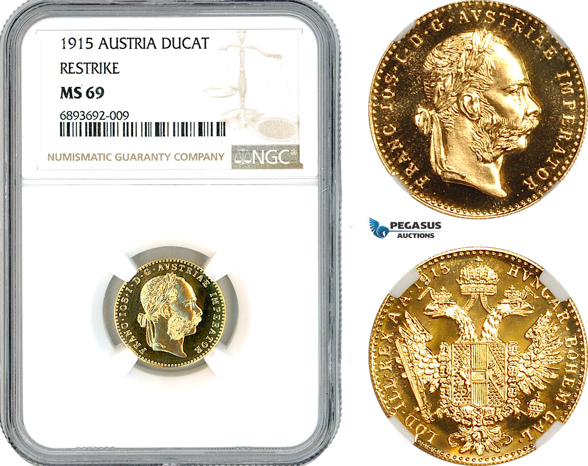 Austria Restrike 1 Ducat 1915 NGC MS69 | MA-Shops