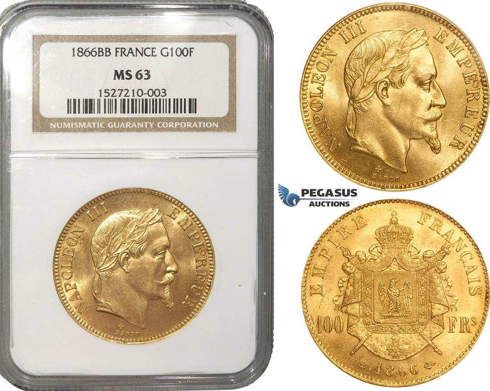 France 100 Francs 1866 Napoleon III, Strasbourg vz/st | MA-Shops