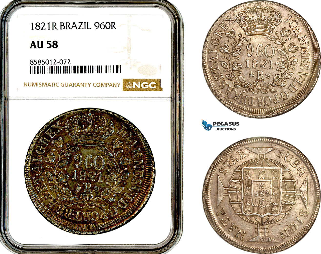 Brazil 960 Reis 1821 NGC AU58 | MA-Shops