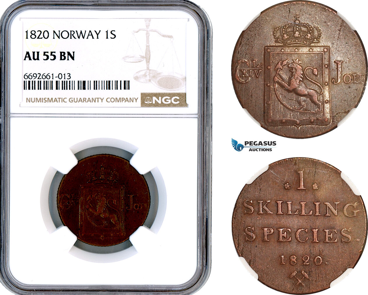Norway Skilling 1820 NGC AU55BN | MA-Shops