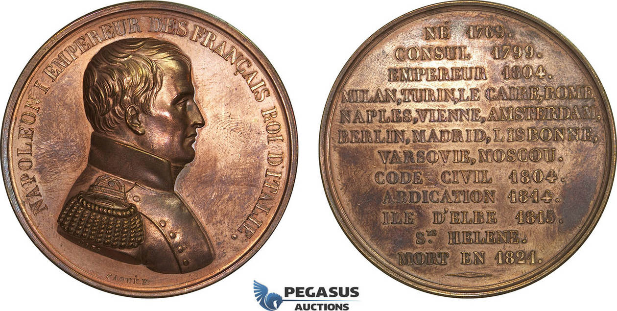 France & Russia Bronze Medal 1821 Death of Napoleon Bonaparte vz+ | MA ...