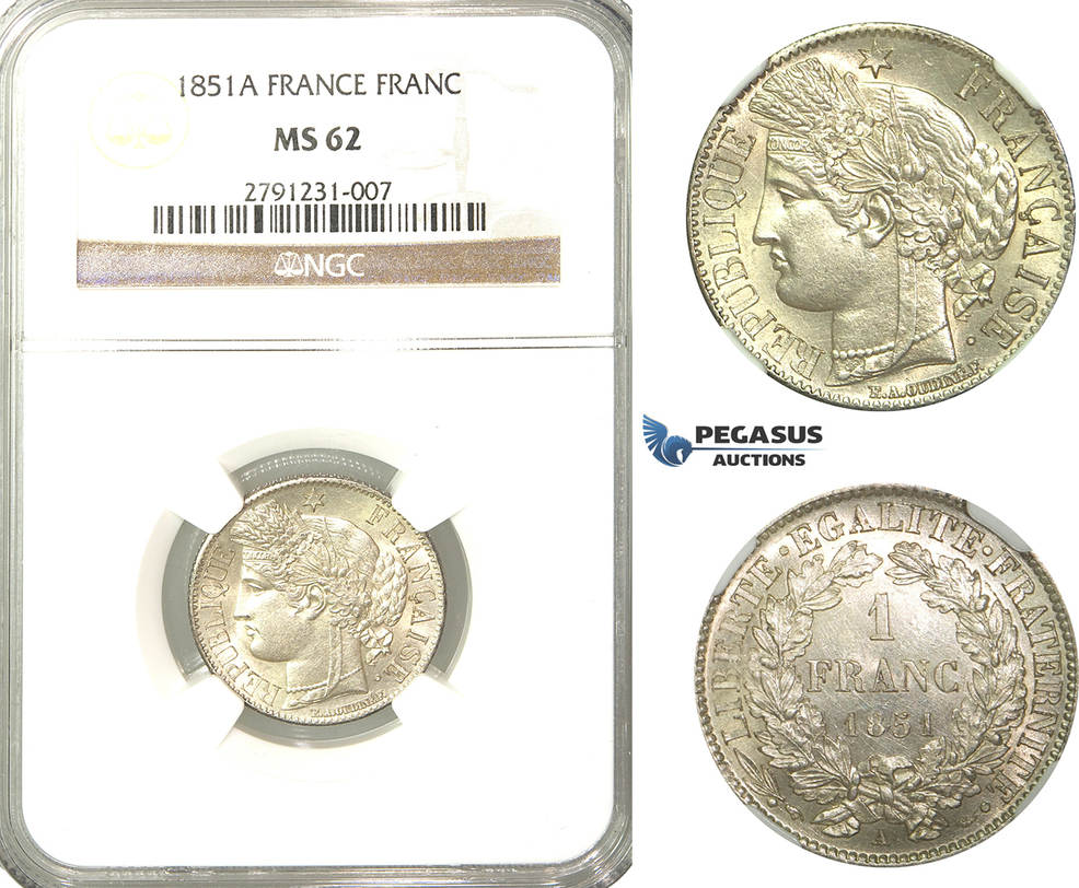 France, Second Republic Franc 1851 CERES vz+ | MA-Shops
