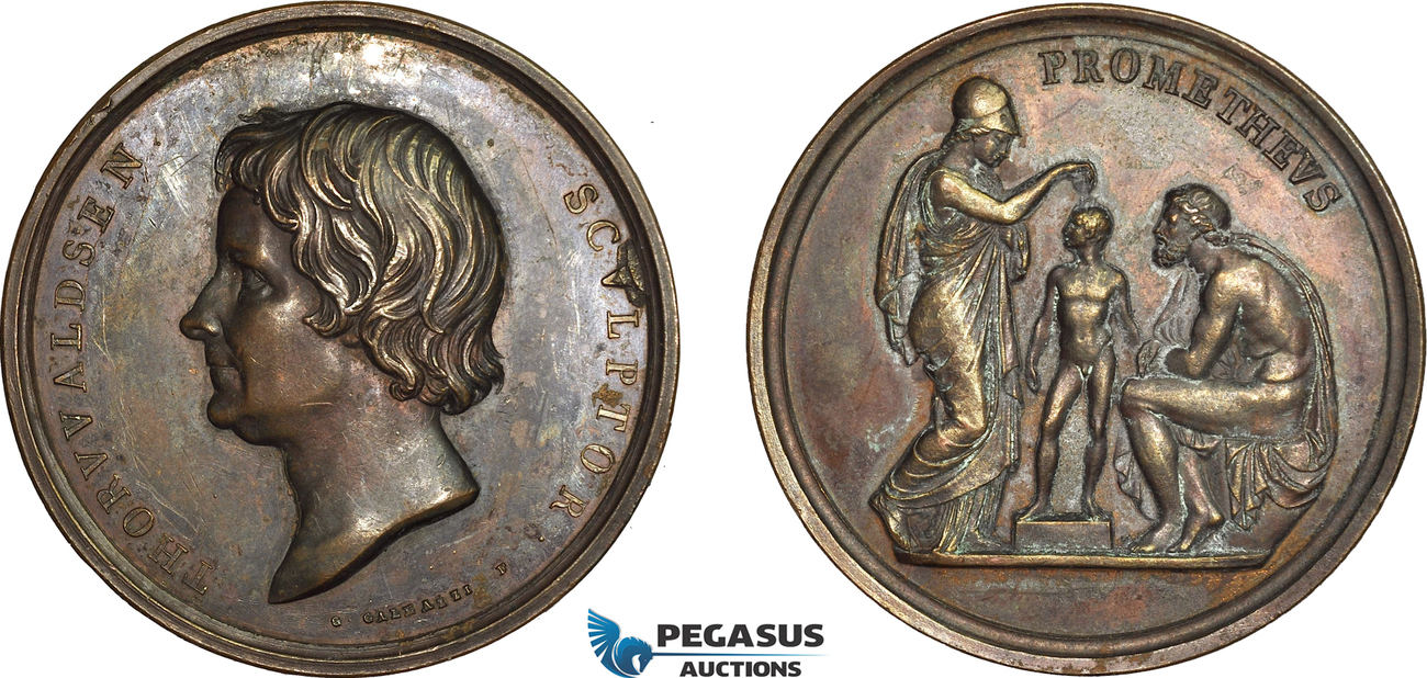 Denmark & Italy Bronze Medal 1837 Bertel Thorvaldsen, Prometheus ...