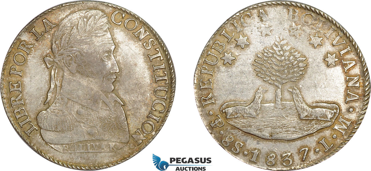 Bolivia 8 Soles 1837 vz+ | MA-Shops