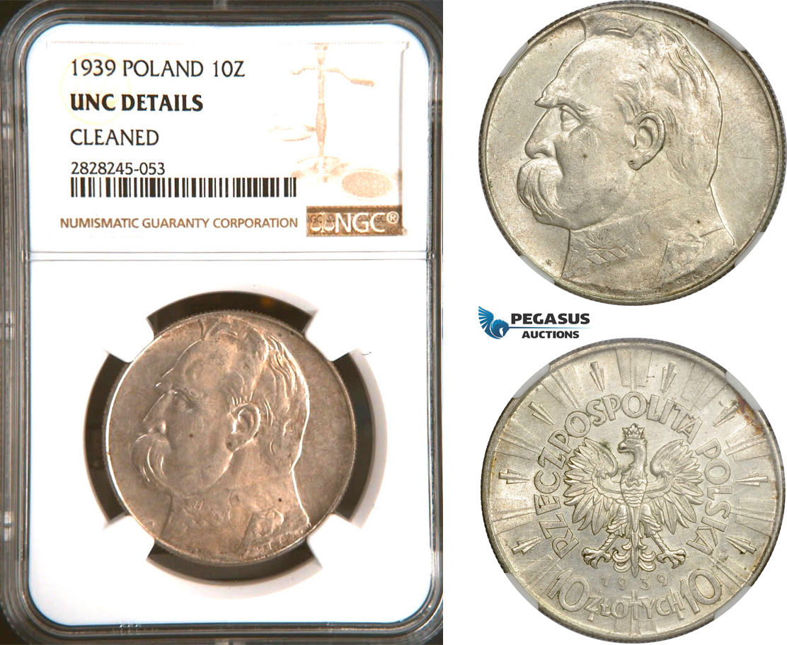 Poland 10 Zlotych 1939 NGC unz | MA-Shops