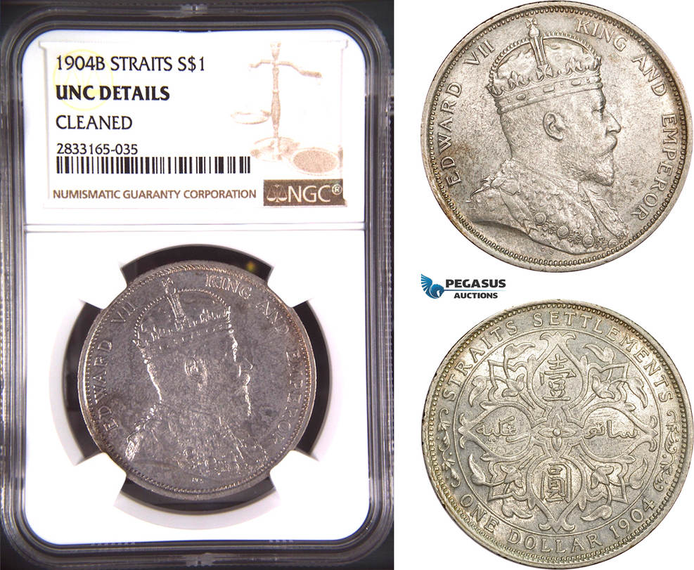 Straits Settlements Dollar 1904 Edward VII NGC unz | MA-Shops