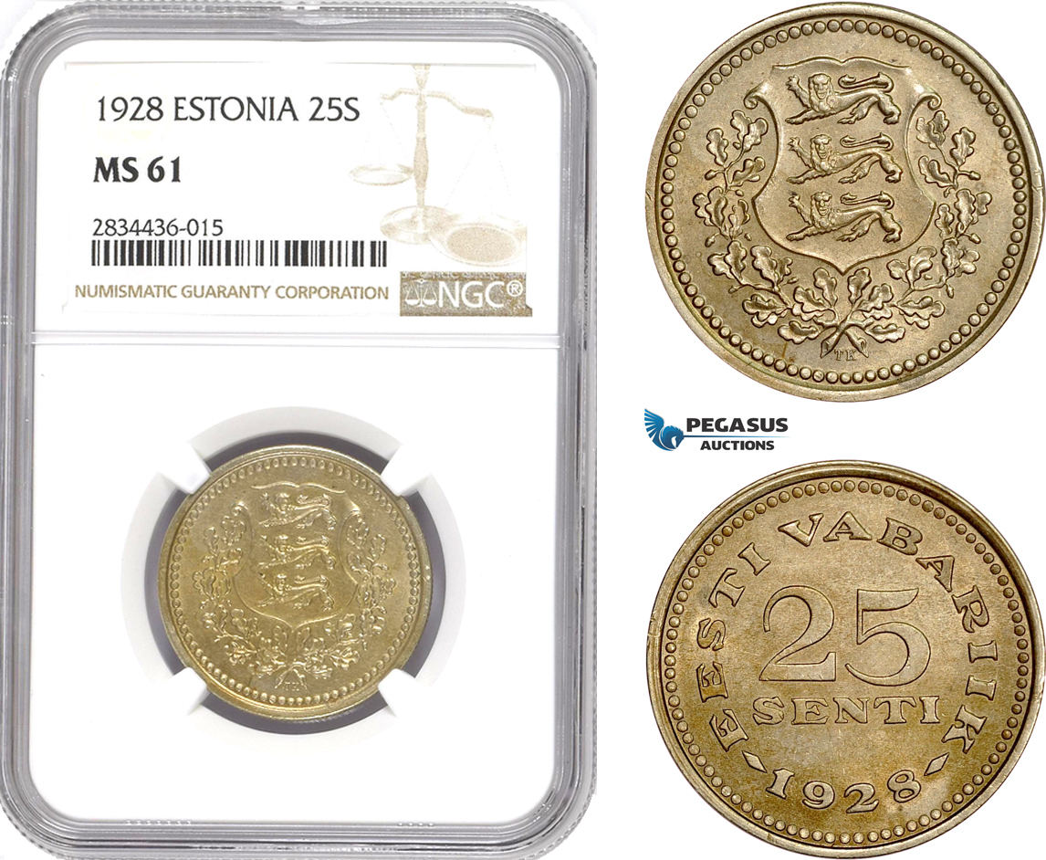 Estonia 25 Senti 1928 NGC MS61 | MA-Shops